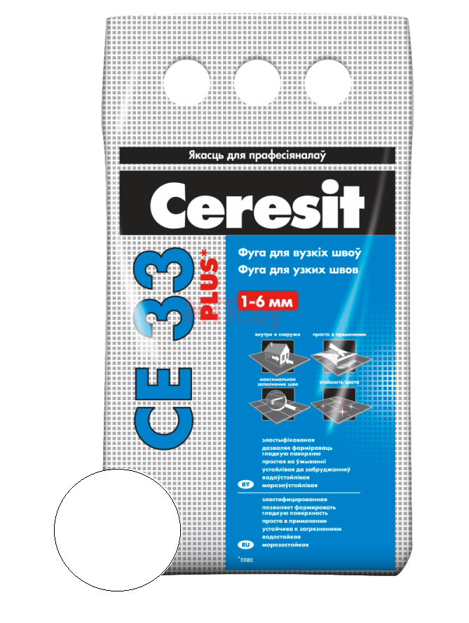 Фуга (затирка для швов) Ceresit CE 33 Plus №01 белая 5 кг - купить в ...